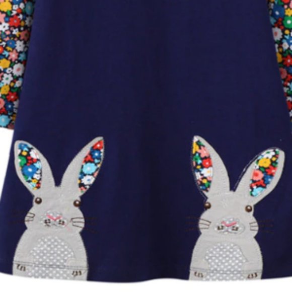 Dresses | Easter Bunny Rabbit Girls Blue Long Sleeve Dress | Poshmark